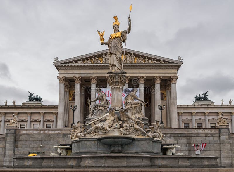 VIENNA, AUSTRIA - OCTOBER 06, 2016: Austrian Parliament Building with ...