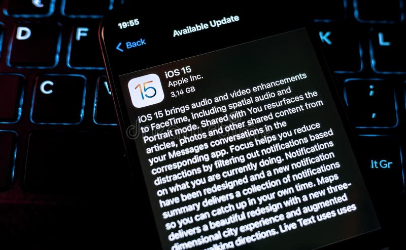 Vienna Austria September 20 2021:iPhone 12 with IOS 15 Update Screen ...