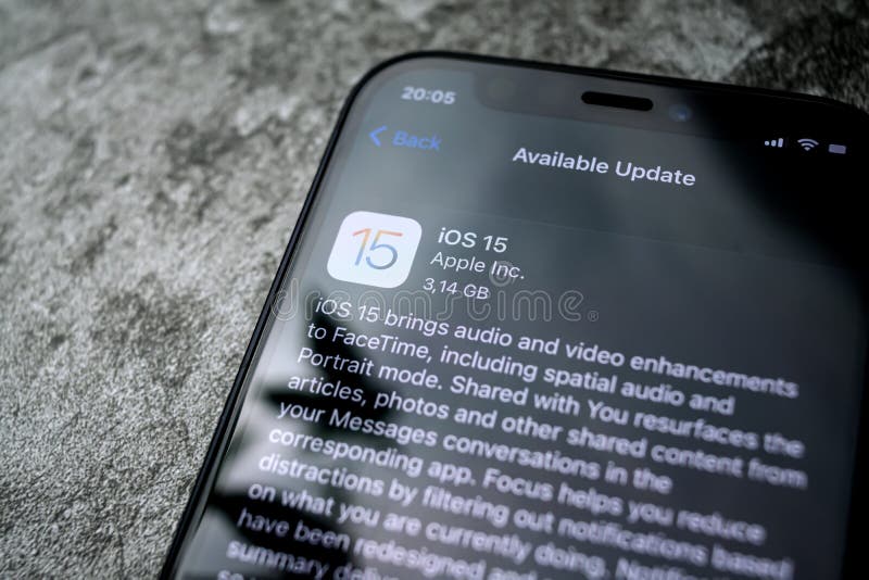 Vienna Austria September 20 2021:iPhone 12 with IOS 15 Update Screen ...
