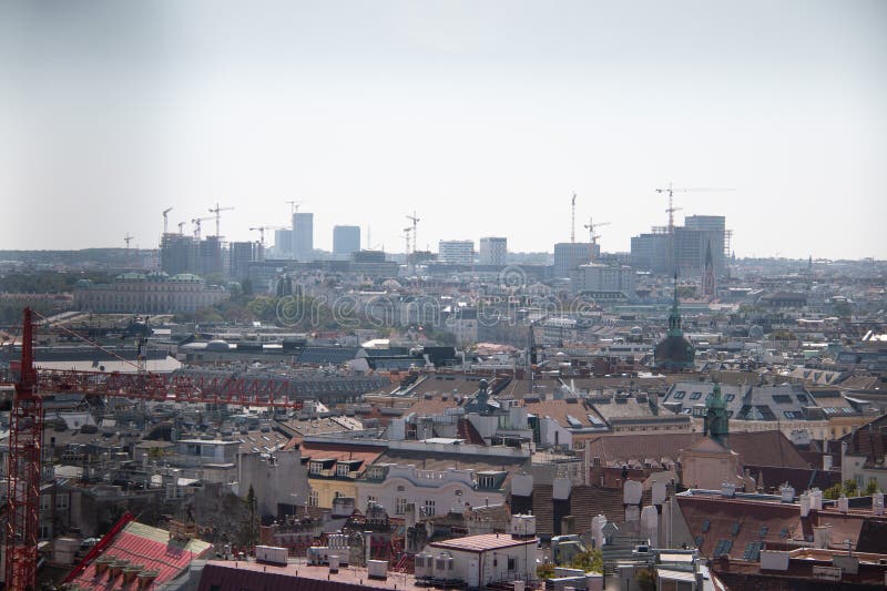 VIENNA, AUSTRIA - September 9, 2017: Panoramic Elevated View of Vienna ...