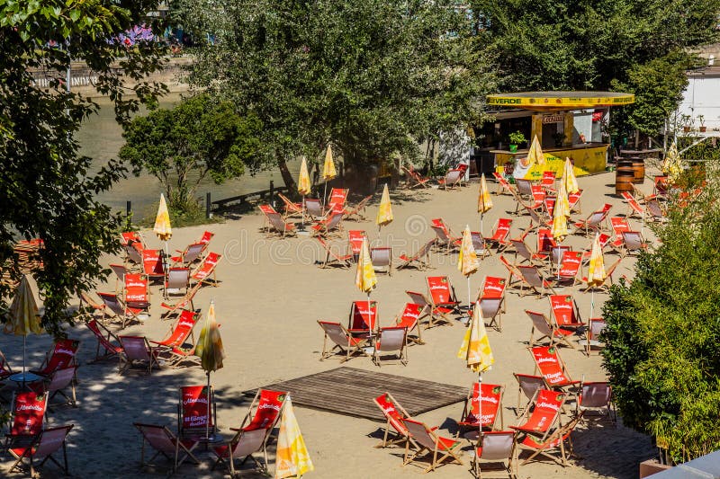 VIENNA, AUSTRIA - SEPTEMBER 9, 2021: Strandbar (Beach Bar) Herrmann in ...