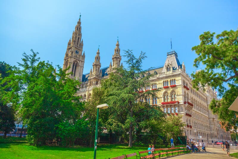 Tall Gothic Building of Vienna City Hall, Austria Editorial Image ...