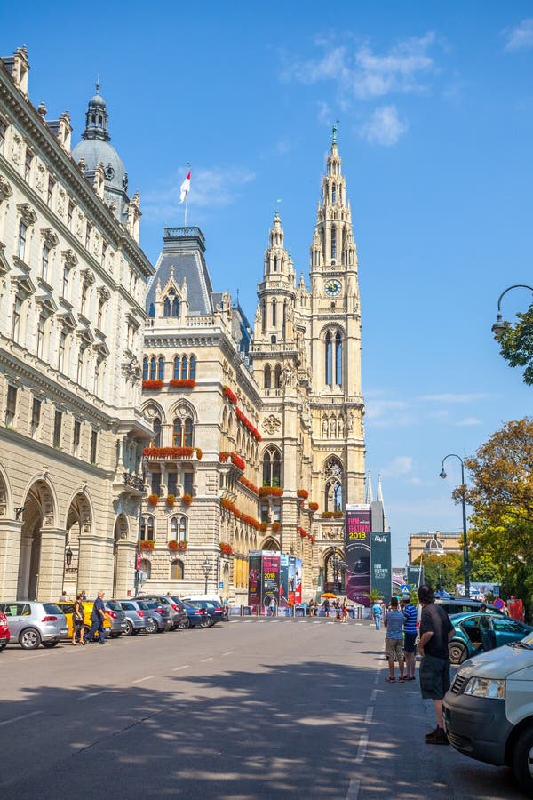 Tall Gothic Building of Vienna City Hall, Austria Editorial Image ...