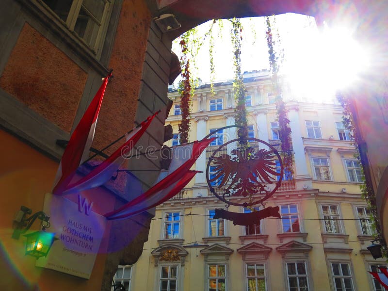 Vienna with Austrian Flags and Heraldic Symbol Editorial Image - Image ...