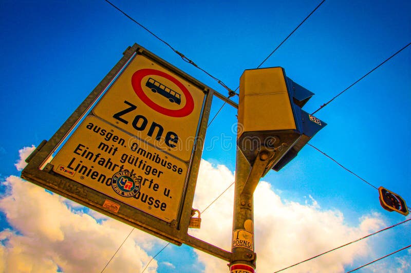 Vienna bus zone stock photo. Image of wire, building - 369087128