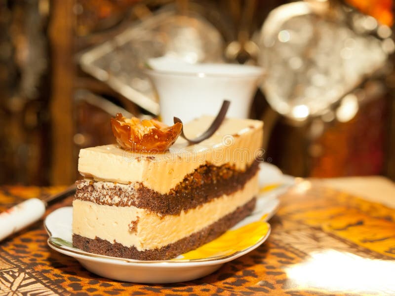 Vienna Cake with Almond and Caramel Stock Photo - Image of bakery ...