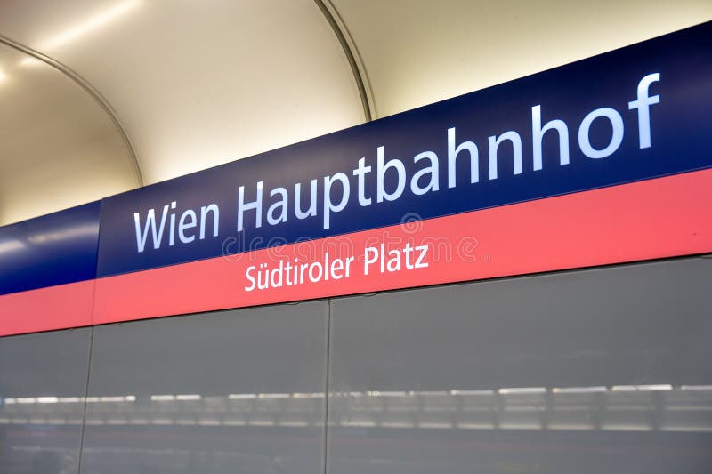 Vienna Central Station Subway Sign Stock Photo - Image of train ...