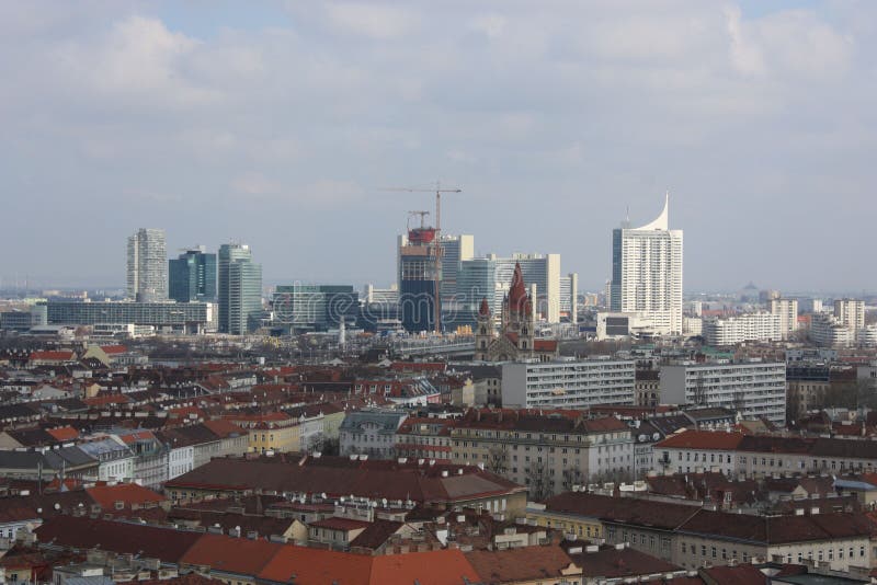 Vienna City. Austria. Aerial View. Stock Image - Image of crane, modern ...