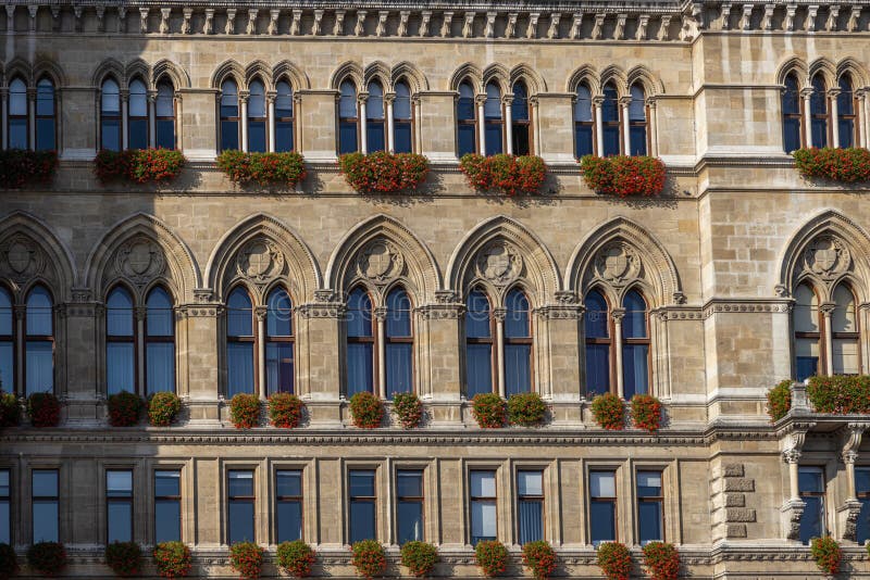 Vienna City Hall Facade View with Beautiful Windows Stock Photo - Image ...