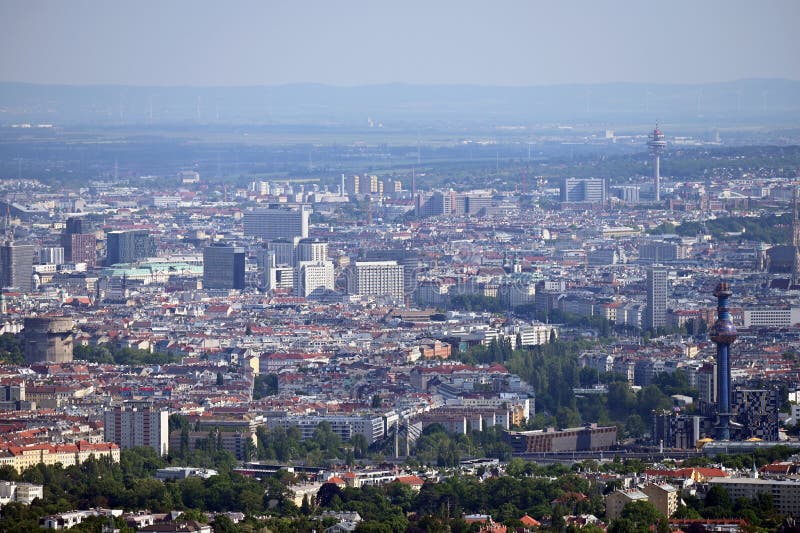 Vienna City Panoramic View Cityscape Stock Image - Image of street ...