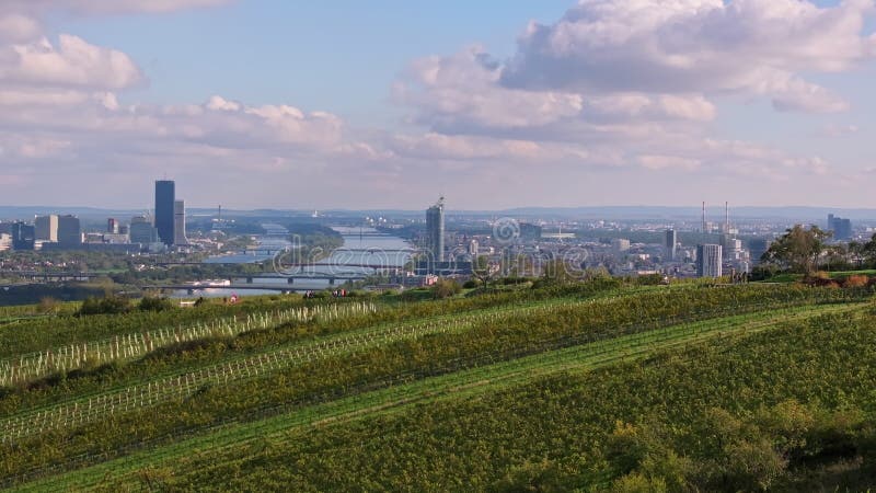 The Vienna City Skyline with the Danube River Winding through it, Seen ...