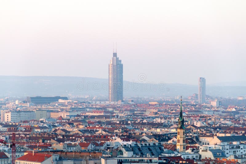Vienna Cityscape with a View of Millennium Tower Stock Image - Image of ...