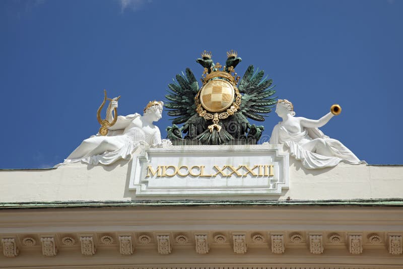 Vienna. Coat of Arms on a Facade Stock Image - Image of style, statue ...