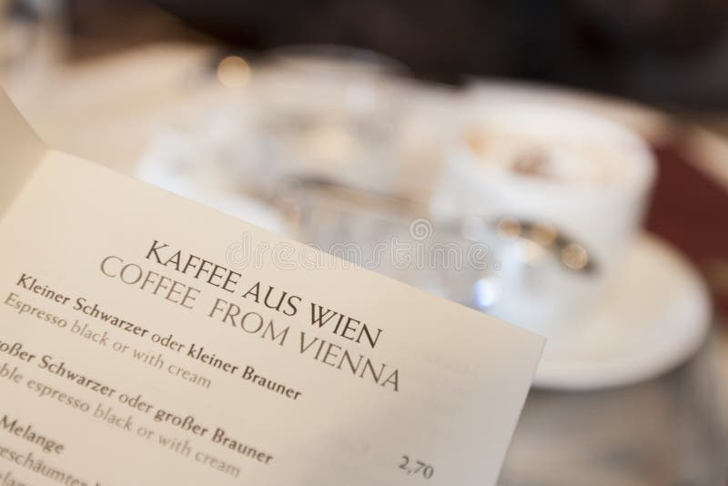 Vienna coffee menu stock photo. Image of coffee, dessert - 27150150