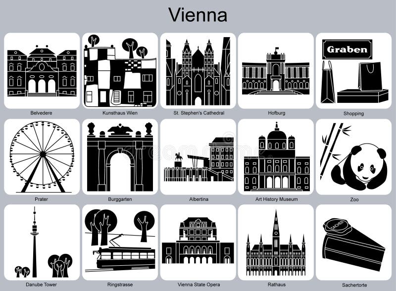 Vienna icons stock vector. Illustration of ringstrasse - 35385533