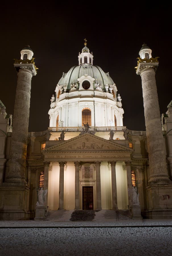 Vienna - Karlskirche in the Night Stock Photo - Image of detail ...