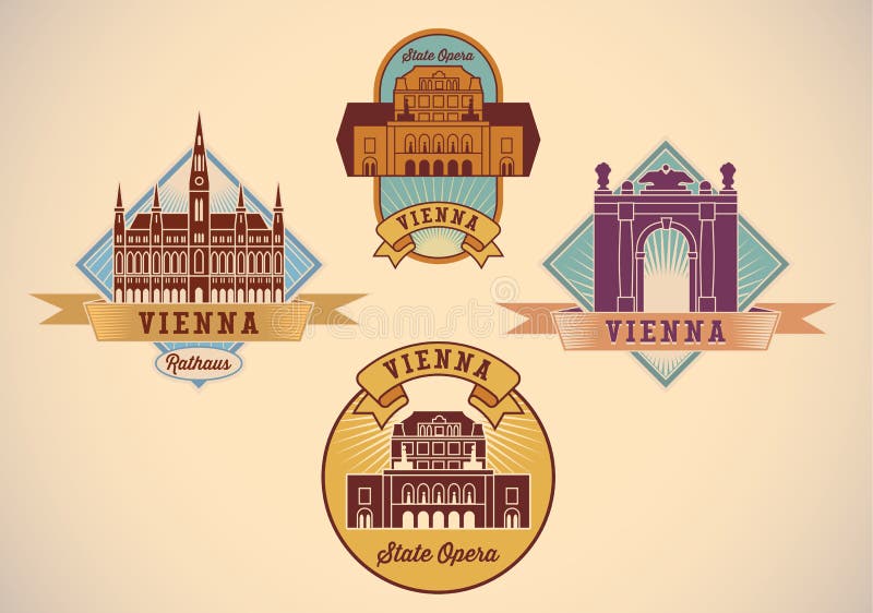 Vienna icons stock vector. Illustration of ring, rathaus - 35385535