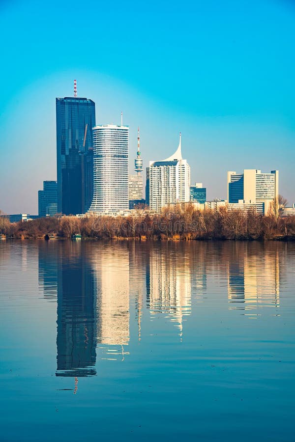 Vienna Modern Waterfront Skyline Stock Image - Image of outdoor ...