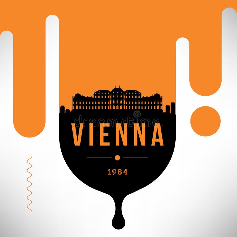 Linear Vienna City Silhouette with Typographic Design Stock ...