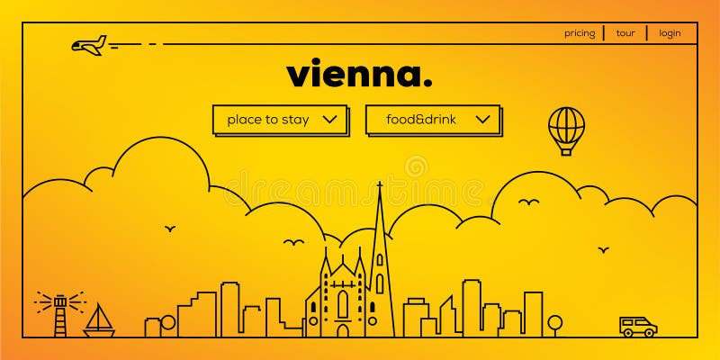 Vienna Modern Web Banner Design with Vector Linear Skyline Stock ...