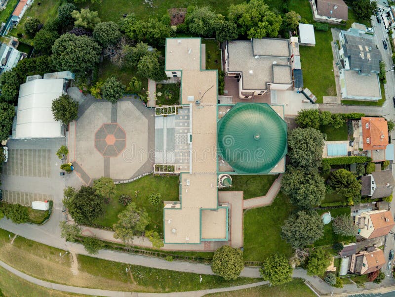 The Vienna Mosque on the Danube Island from Above, Vienna, Austria ...