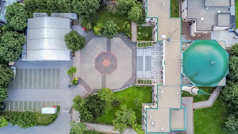 The Vienna Mosque on the Danube Island from Above, Vienna, Austria ...