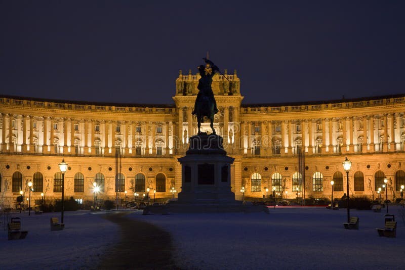National Library Night, Vienna Stock Photo - Image of austria, complex ...