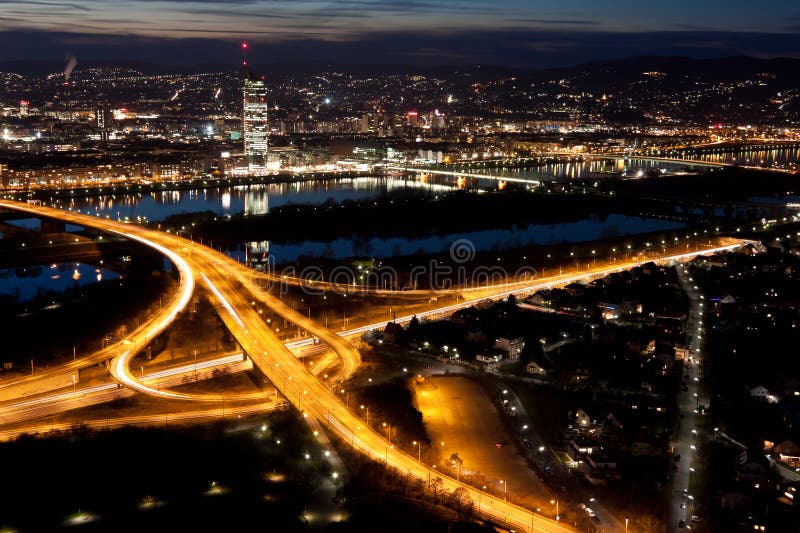 Vienna, Aerial View at Night Stock Photo - Image of cityscape, capital ...