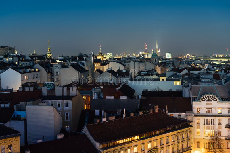 Vienna at night stock image. Image of cityscape, panoramic - 61708727