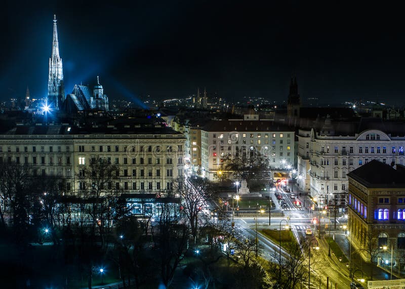 Vienna at night editorial image. Image of detail, perspective - 71058395