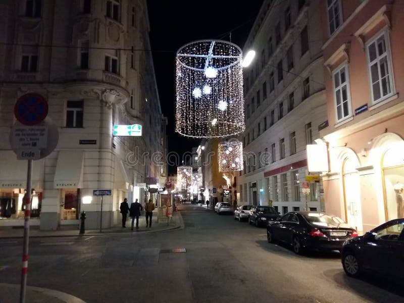 Vienna Night Street. editorial stock photo. Image of road - 68344443