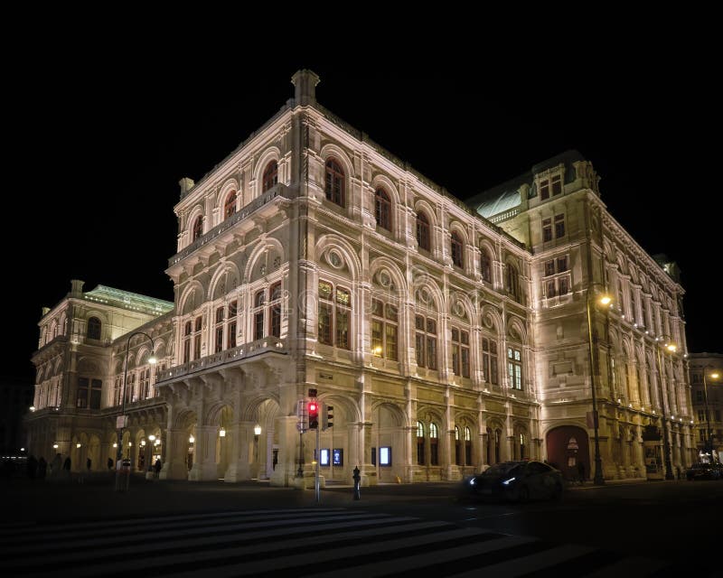 Vienna Opera House at Night Stock Photo - Image of facade, travel ...