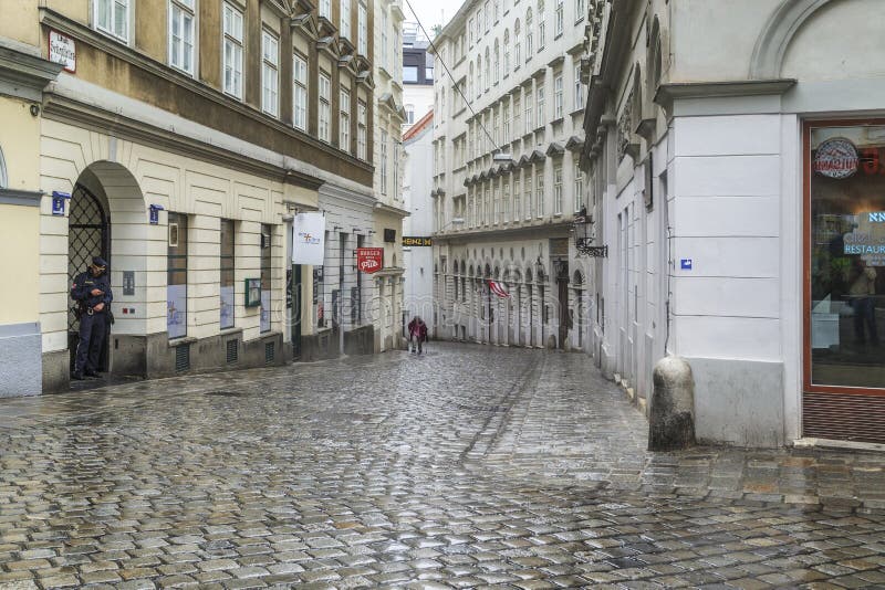 Vienna in the rain editorial stock photo. Image of paved - 183326683