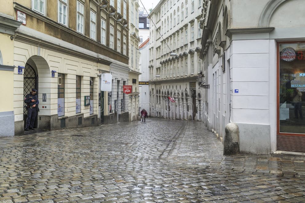 Vienna in the rain editorial image. Image of deserted - 166375375