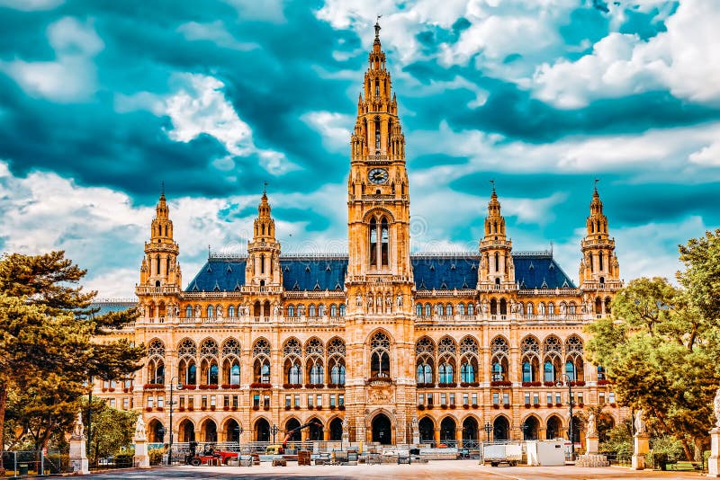 Vienna`s Town Hall Rathaus at Daytime.Vienna. Austria Editorial ...
