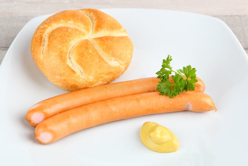 Vienna sausage with roll stock photo. Image of butcher - 75089046