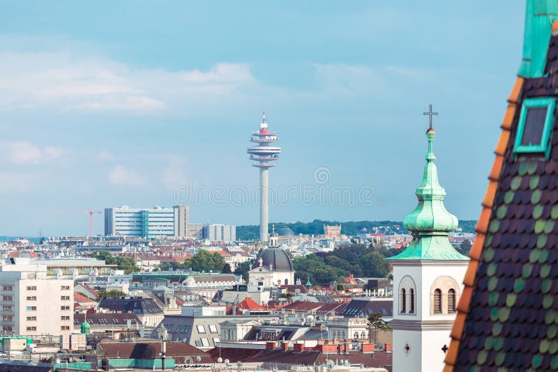 Vienna Skyline Panorama at Sunset Stock Image - Image of church ...