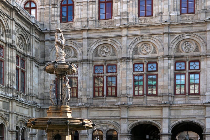 Vienna State Opera House Statue and Fountain Stock Photo - Image of ...