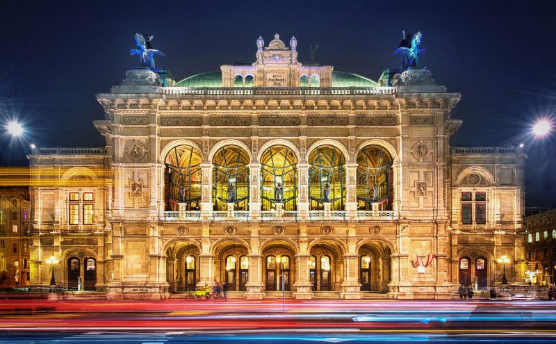 Vienna State Opera at Night, Vienna, Austria Stock Image - Image of ...