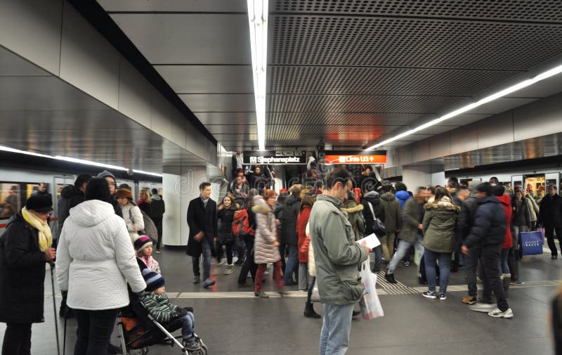 Vienna subway station editorial stock photo. Image of passenger - 82205053