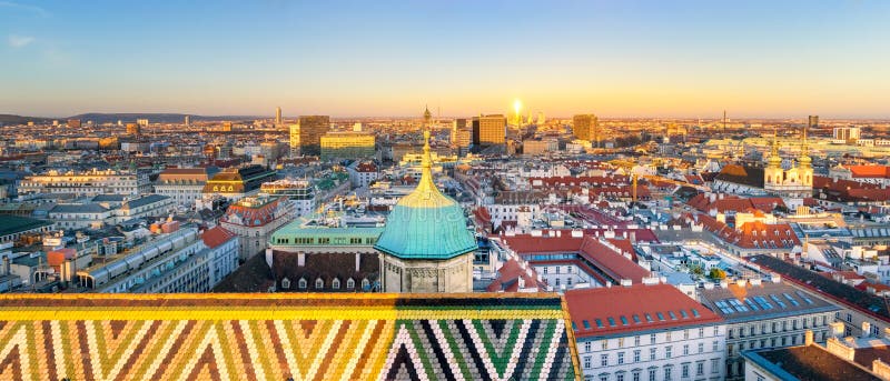 Vienna at Sunset, Austria stock photo. Image of panoramic - 133953326