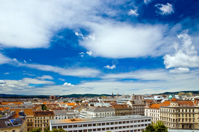 Vienna view from the roof stock image. Image of roofs - 17718061