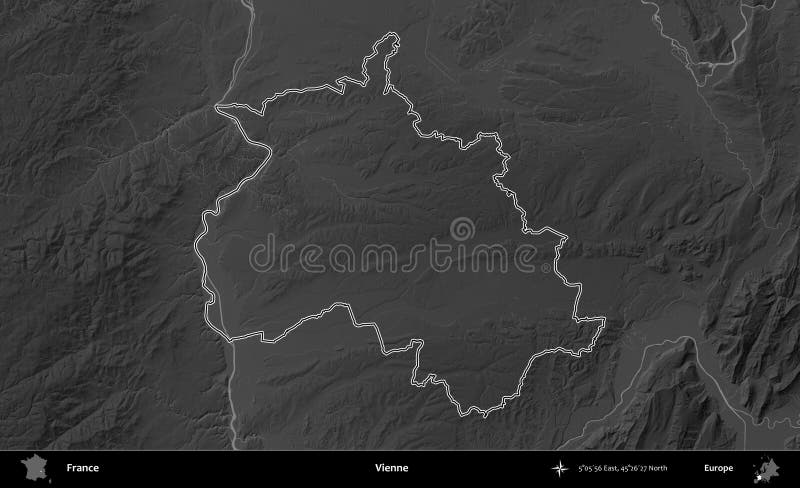 Vienne Outlined, France. Grayscale Stock Image - Image of territory ...