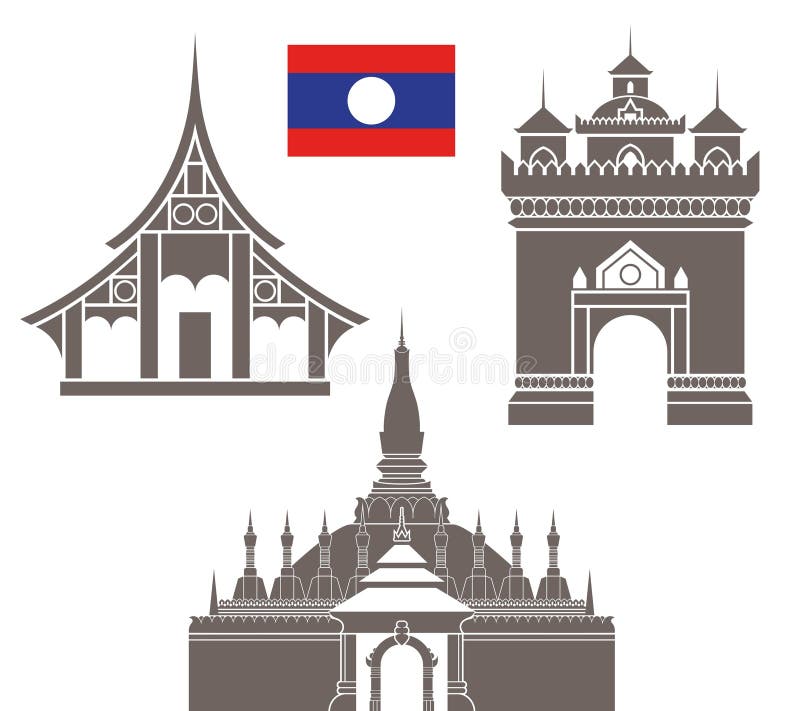 Vientiane. Set stock vector. Illustration of silhouette - 62736551