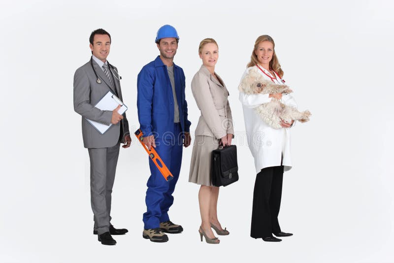 Vier Beroeps Van Verschillende Achtergronden Stock Afbeelding - Image ...