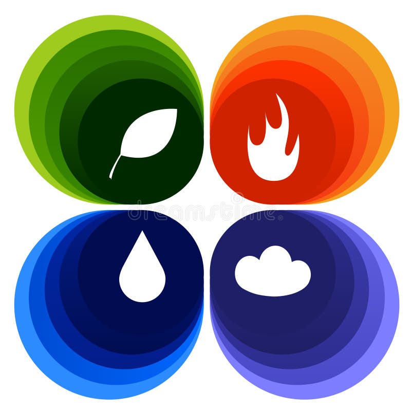 Vier Elementen vector illustratie. Illustration of contrasten - 5318139