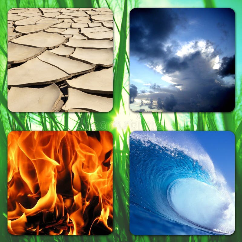 Vier Elementen in Een Vierkant Stock Foto - Image of elementen, brand ...