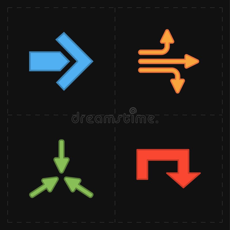 Vier neue einfache Pfeile vektor abbildung. Illustration von punkt ...