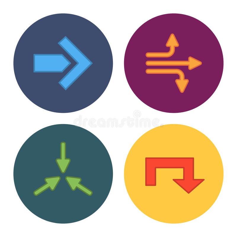 Vier flache moderne Pfeile vektor abbildung. Illustration von element ...