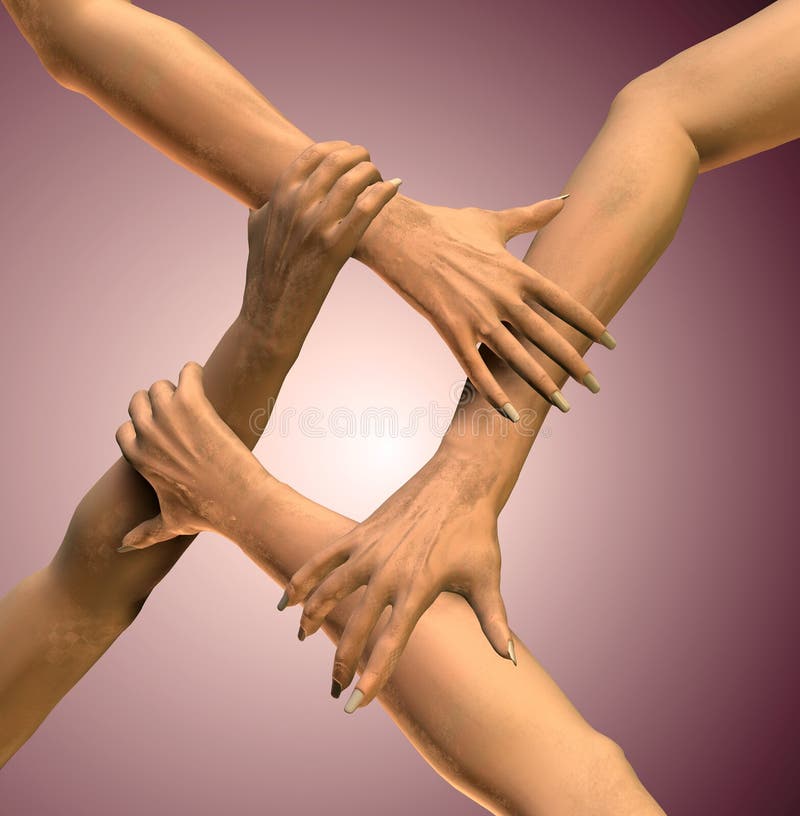 Handen samen, vector vector illustratie. Illustration of harmonie ...